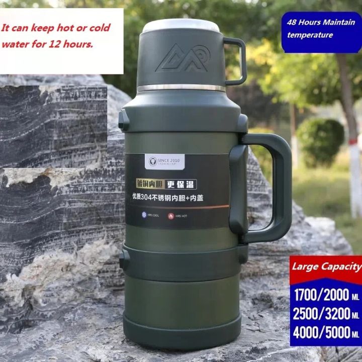 304 Stainless Steel Big Capacity Thermos Bottle 1L/2L /3L/ Outdoor Travel Coffee Mugs Thermal ...