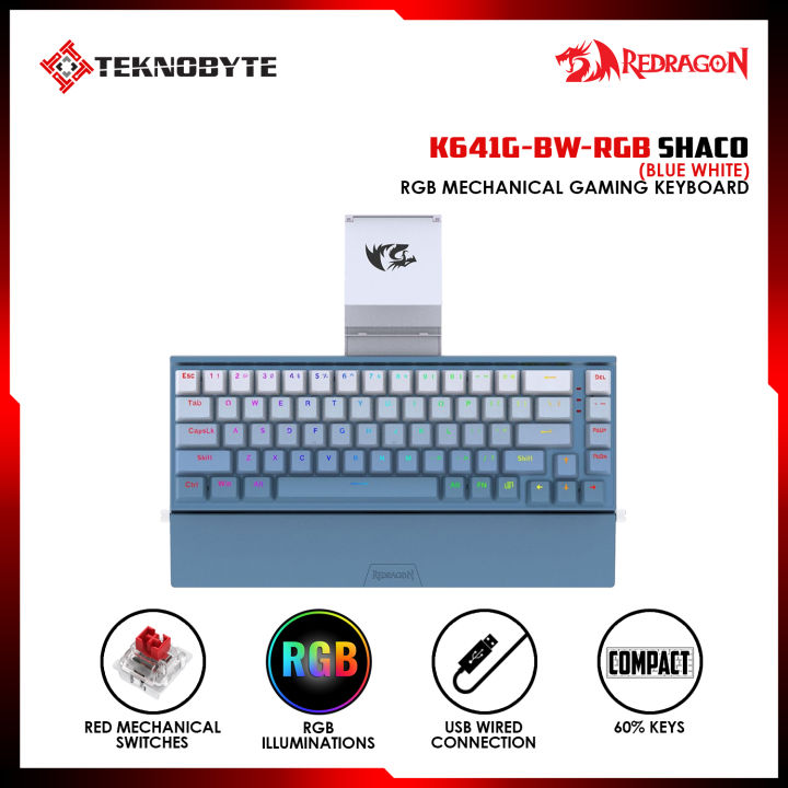 Redragon Shaco K641B-BW RGB [Red Switch] Aluminum Hot-Swappable ...