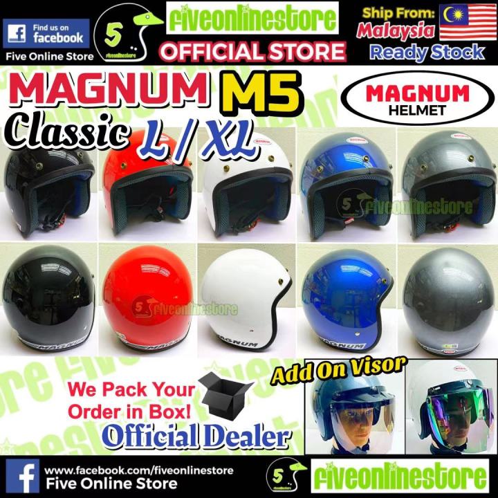 Magnum Helmet M5 Classic Topi Keledar Motorsikal L XL 3 Button ORIGINAL ...