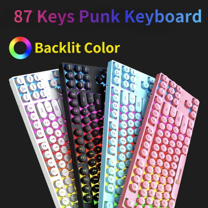 Keyboards K87 Wired 87 Keys Keyboard Punk Round Keycap Backlit Office ...