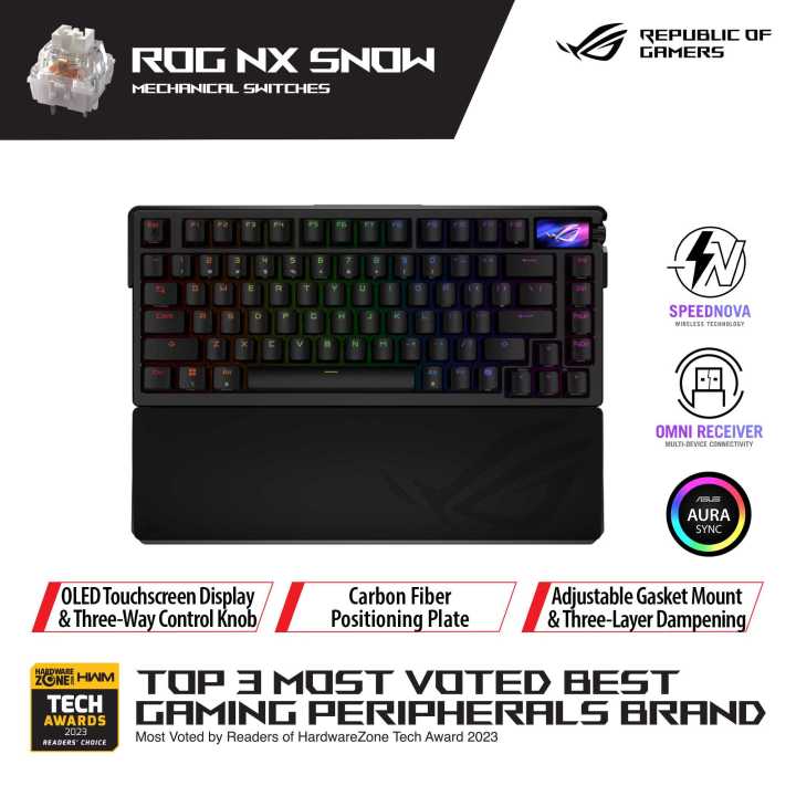 ROG Azoth Extreme 75 Custom Gaming Keyboard, Aluminum Chassis, Carbon ...