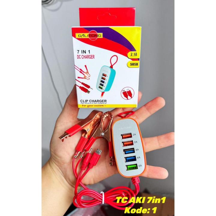 TRAVEL CHARGER ACCU / AKI 7in1 | Lazada Indonesia