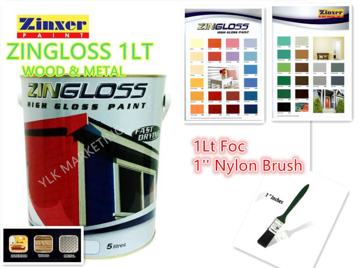 YLK 【1L】ZINXER PAINT Zingloss HIgh Gloss Fast Drying Paint/ Cepat ...