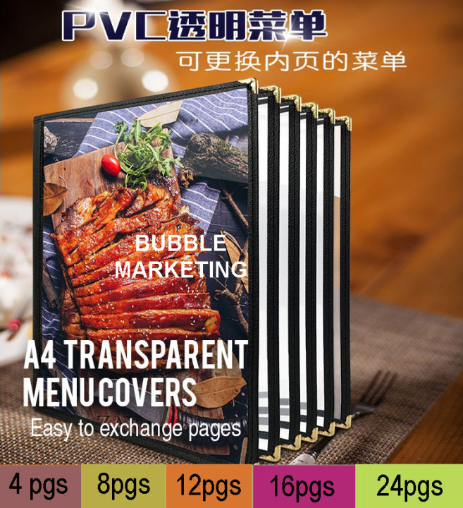Menu Holder Transparent Clear Menu Cover, Menu PVC Book Restaurant Cafe ...