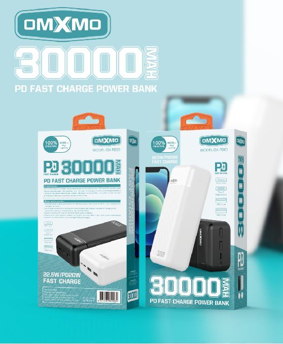 OMXMO OX-PD03 30000mAh 22.5W+PD20W Fast Charging ORIGINAL LED indicator ...