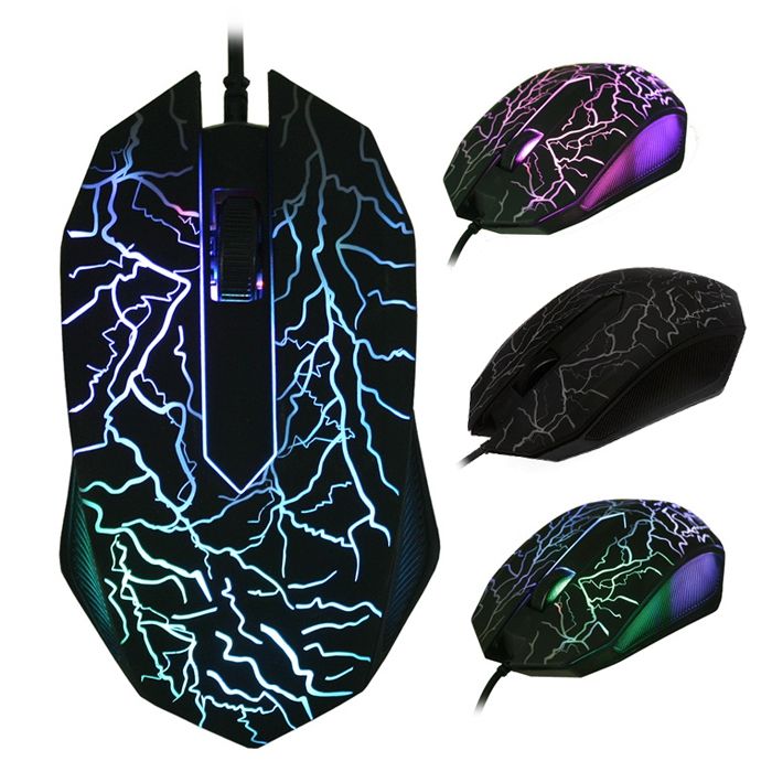 Mouse Gaming LED Colorful Crack 3 Button Ergonomic 1600 DPI | Lazada ...