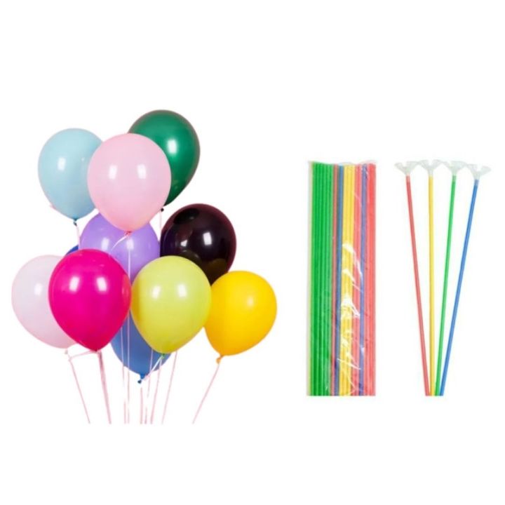 Paket balon latex metalik matte 10 buah dan gagang stick balon | Lazada ...