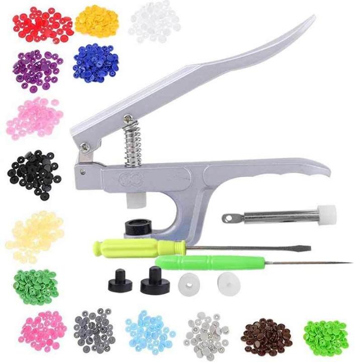 Hand Press Plier + 150pcs 1.2cm Plastic 15 Colors Snap Fastener 4-Part ...