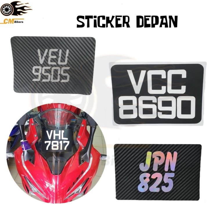 MOTORCYCLE STICKER NO PLATE DEPAN NUMBER PLATE 1 SET | Lazada