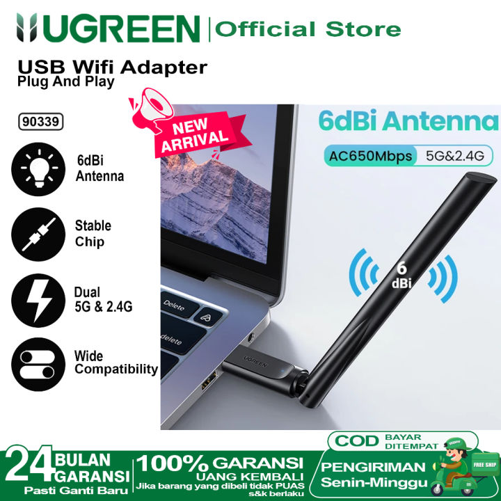 UGREEN USB Wifi Adapter High Gain Wireless Dual Band 2.4GHz 5GHz AC650 ...