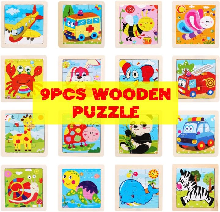 💖 WHOLESALE 💖🧩 9Pcs Wooden Montessori Animal Puzzle ️ Birthday Party ...