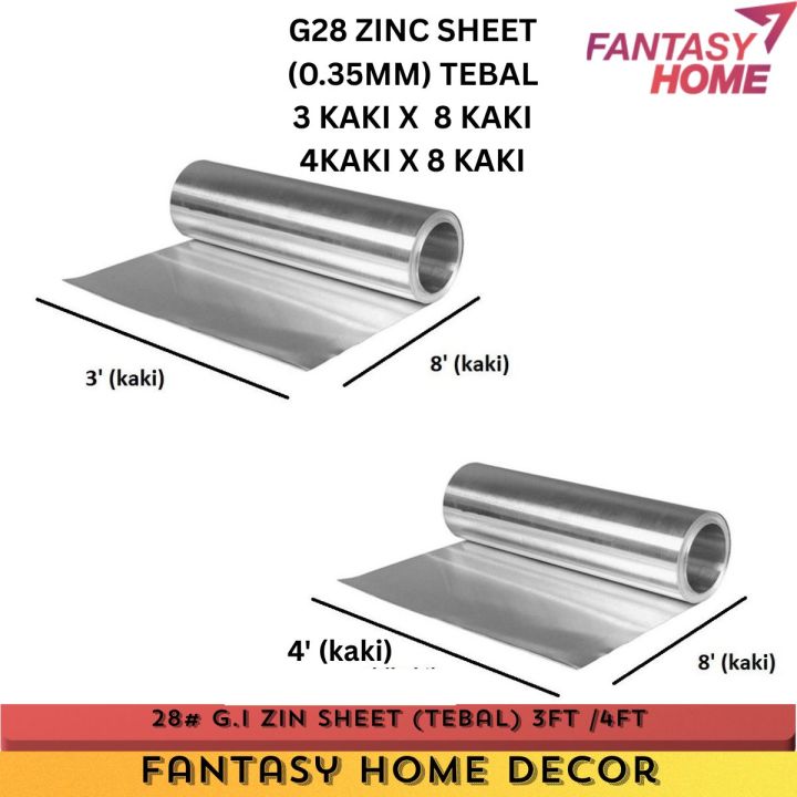 (TEBAL) 28# Zink Atap Galvanized Iron Metal Zinc Plain Sheet Coil 3FT ...