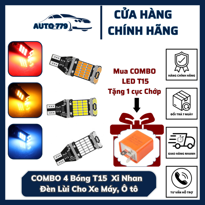 COMBO 4 Bóng LED T15 Xi Nhan TẶNG CỤC CHỚP Dành Cho Xe Máy, Ô tô , Hàng Lỗi 1 Đổi 1, Bảo Hàng ...
