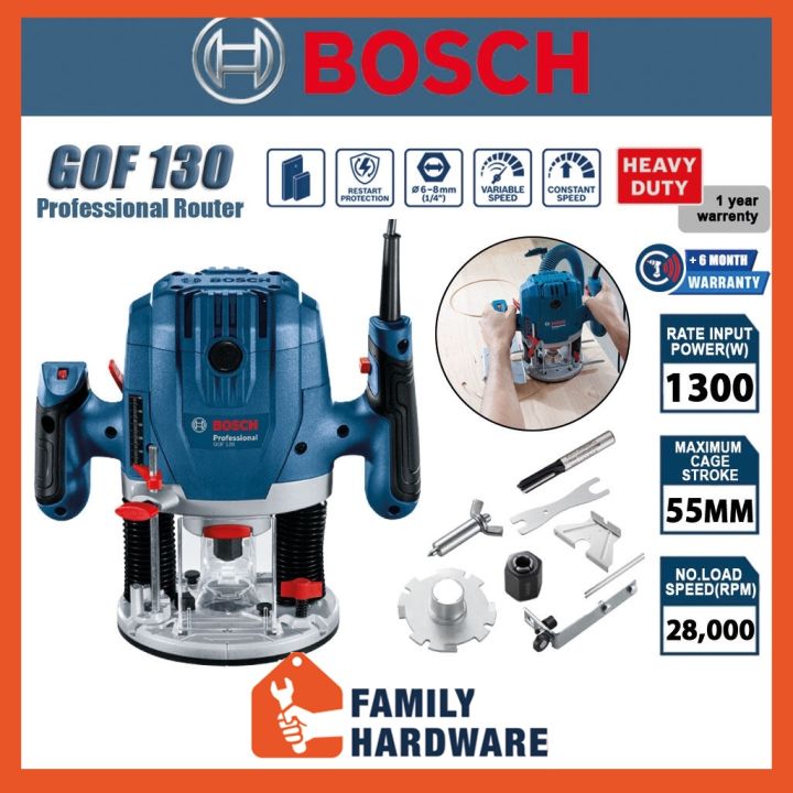 BOSCH GOF 130 Professional Router With Wrench + Parallel + Template ...