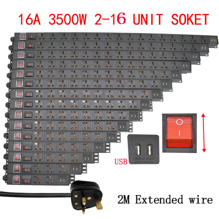 PDU Power Distribution Unit A13 3500W overload protection 2-16 Ways Power strip Network Cabinet ...