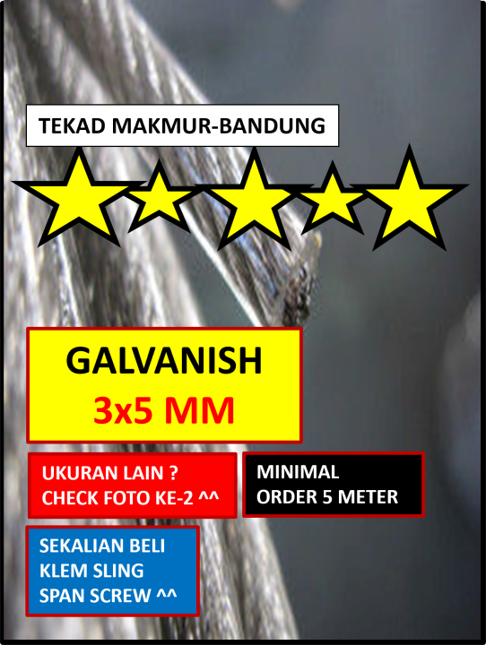 Sling Galvanish 3x5 mm - Kabel Seling - Kabel Wire Rope | Lazada Indonesia