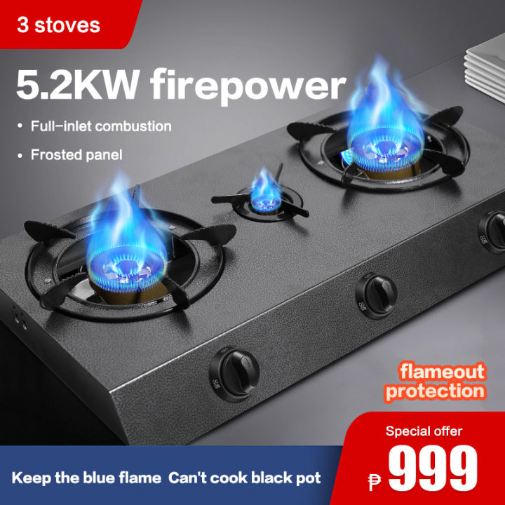 gas stove double burner 5200KW high-fire desktop stainless steel body ...