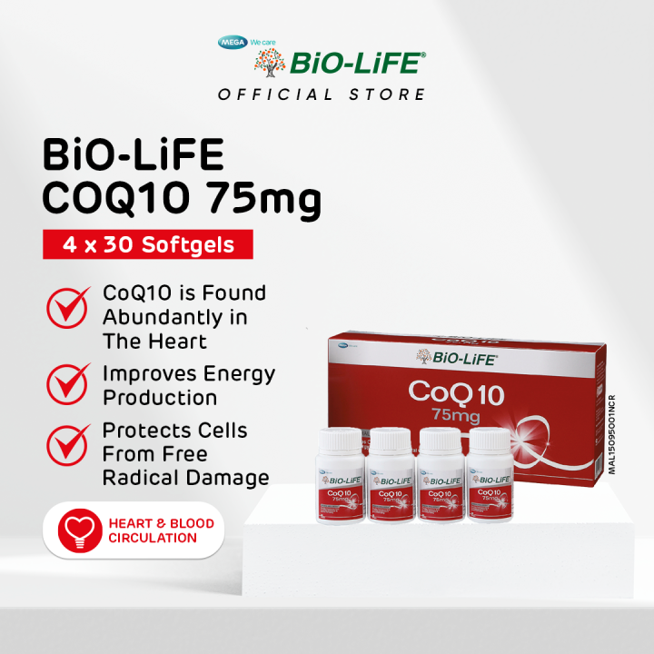 BiO-LiFE CoQ10 75mg 4 x 30 capsules (EXPIRY DATE JUNE 2025) | Lazada
