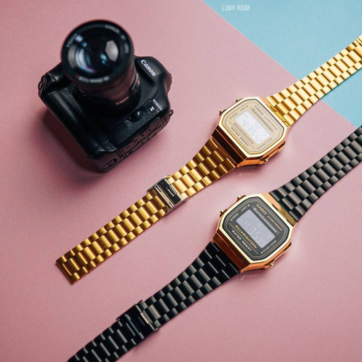 Ins with Casio small square gold watch a159/a-168wa-1u trend digital ...