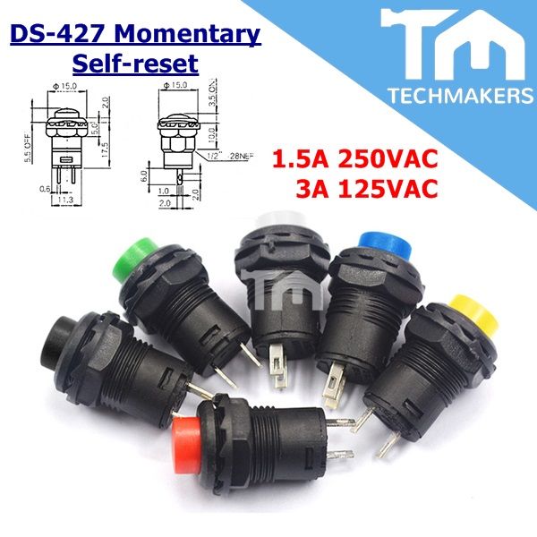 DS-427 Momentary Self-reset Push button Switches 12mm ON-OFF Push ...