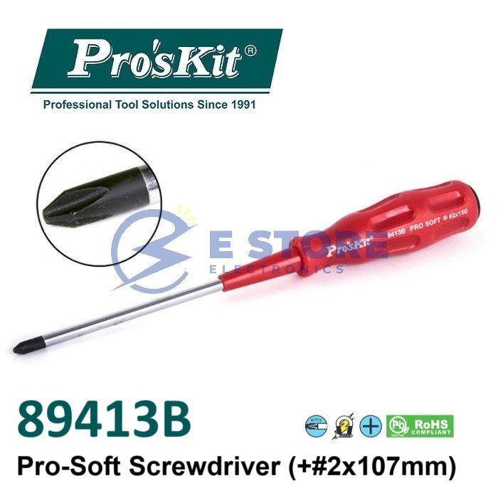 Pro'sKit 89413B Pro-Soft Screwdriver (#2x107mm) | Lazada