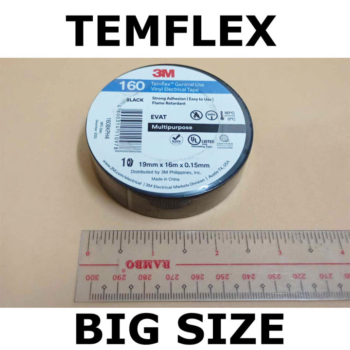 ORIGINAL 3M TEMFLEX 160 ELECTRICAL TAPE EVAT 19MM X 16 METERS X 0.15MM ...