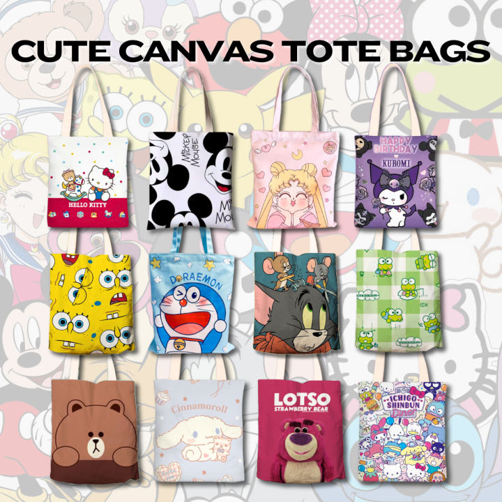 Cartoon Anime Canvas Tote Bag Women Student Shoulder Bag Aesthetic ...