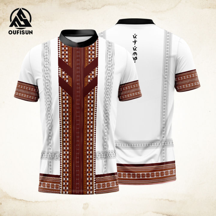 Asean Attire For Men Barong Tshirts Retro Round Neck T Shirts For Men ...