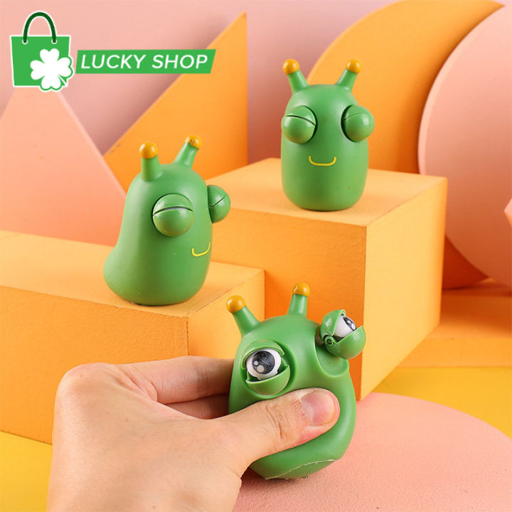 LUCKY SHOP Squishy Toy Green Eye Popping Worm Squeeze Toy Stress ...