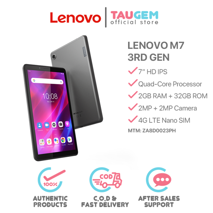 Lenovo Tab M7 3rd Gen, 4G LTE, 7" HD IPS Screen, MediaTek Quad Core ...