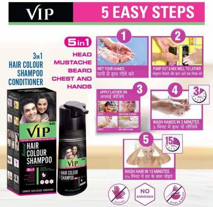 VIP NATURAL HAIR COLOR SHAMPOO BLACK 180ML,40ML | Lazada