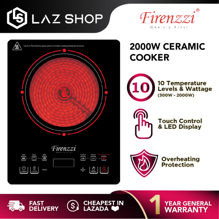 Firenzzi 2000W S/Steel Body Ceramic Cooker Infrared Cooker FRC-1022 ...