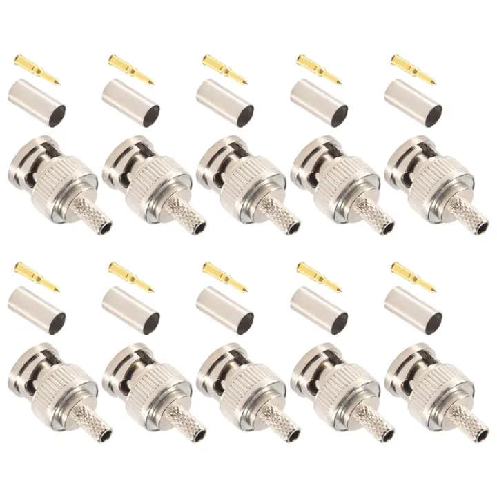 (BGIC) 10 Sets 3-Piece BNC Male RG58 Plug Crimp Connectors | Lazada PH