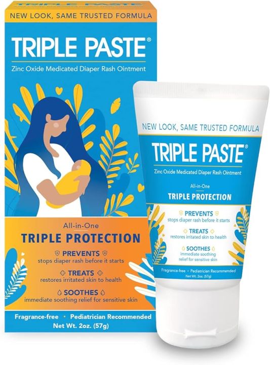 Triple Paste Diaper Rash Cream for Baby - Zinc Oxide Ointment Treats ...