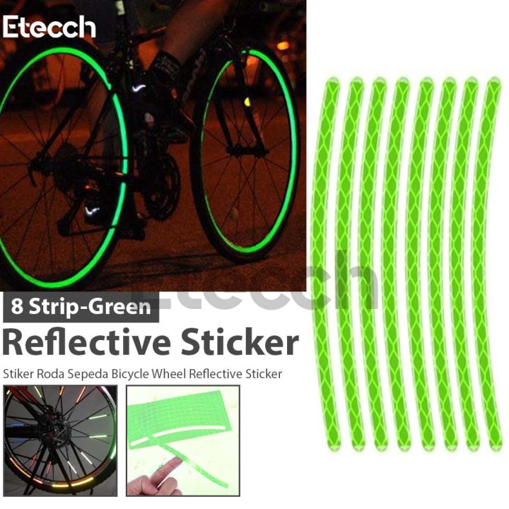 Stiker Roda Sepeda Bicycle Wheel Reflective Sticker 8 Strip - Green ...