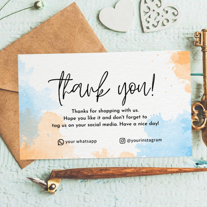 [Isi 50] Thanks Card Olshop Bisa Custom tulisan dan desain sendiri ...