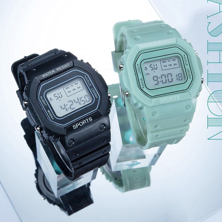 LED Digital Watches Men And Women Small Square Alarm Clock Waterproof ...