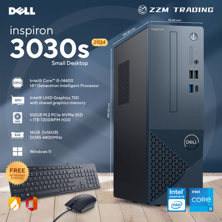 Dell Inspiron 3030S 2024 Small Desktop Intel Core i5-14400 16GB RAM 512GB SSD +1TB HDD ZZM ...