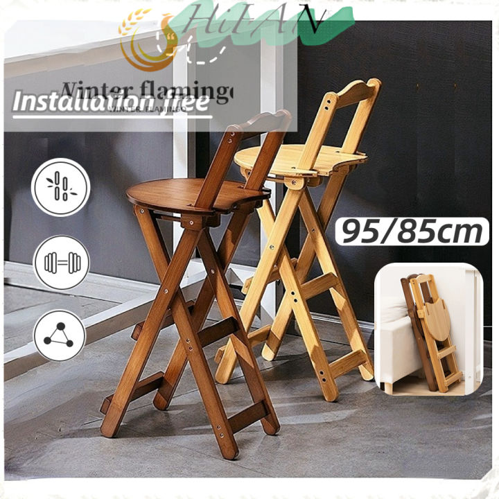 Bamboo Foldable dining chair bar stool foldable stool study chair bar ...