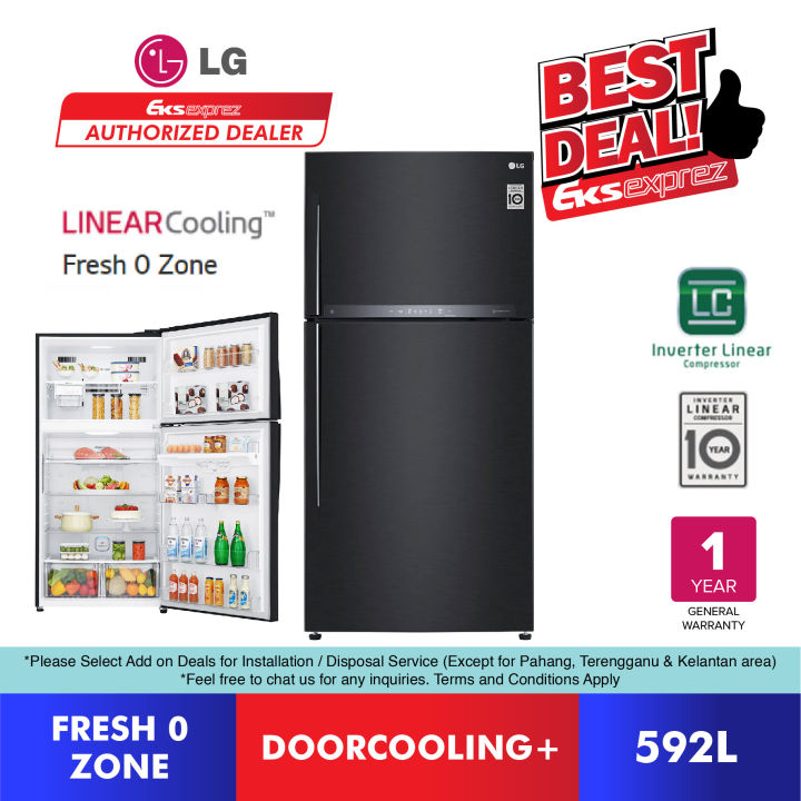 LG 2 Door Top Freezer Inverter Fridge GR-H802HQHM (592L) with DoorCooling+ & Fresh 0 Zone ...