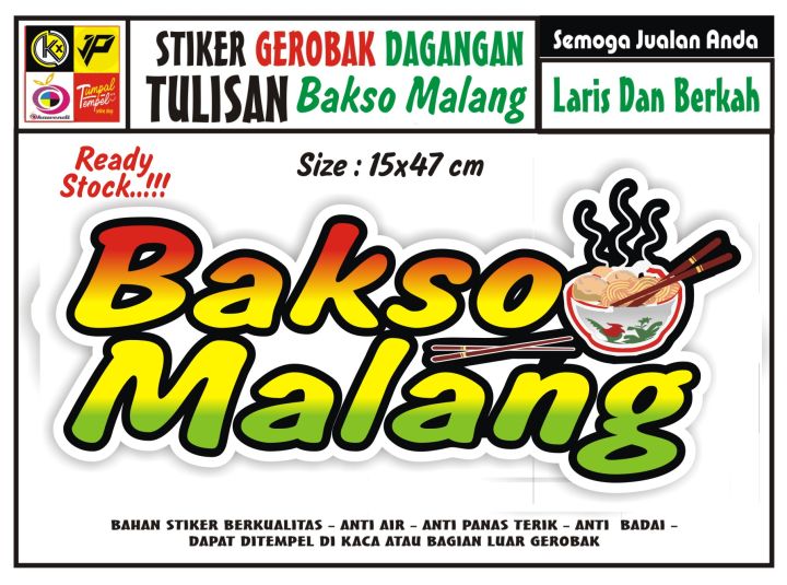 STIKER KACA GEROBAK TULISAN BAKSO MALANG | Lazada Indonesia