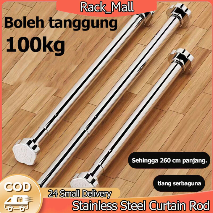 No-Drill rak baju Clothes Drying Rack Stainless Steel Adjustable ...