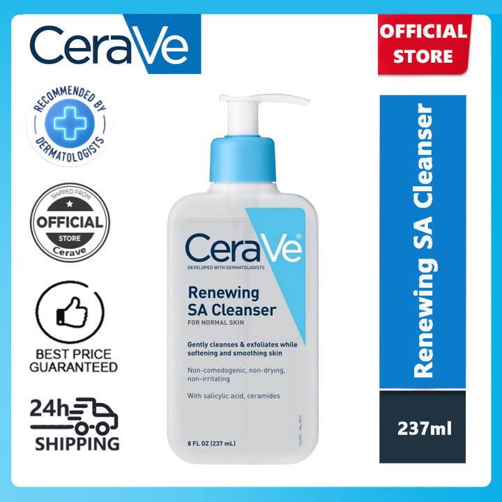 Cerave Renewing Sa Cleanser Facial Cleanser Face Wash 8 Fl Oz 237ml ...