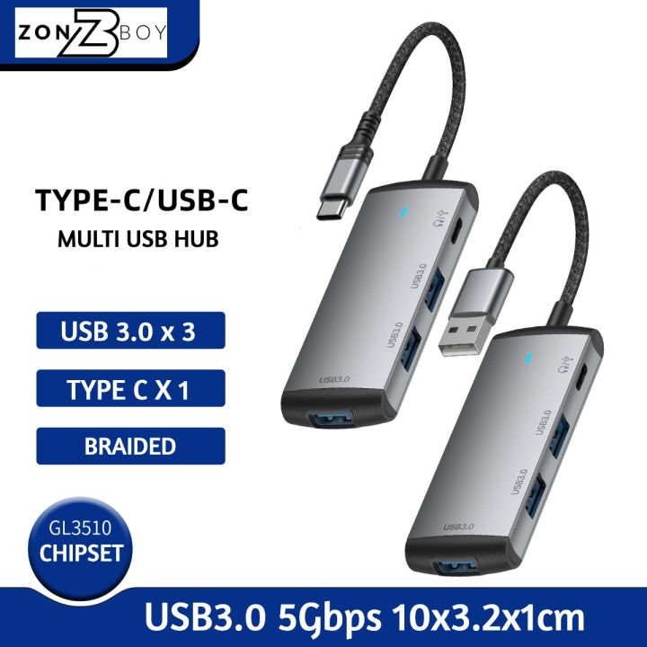 USB Hub Splitter 5Gpbs 4 Port USB 3.0 Type C Extension High Data ...