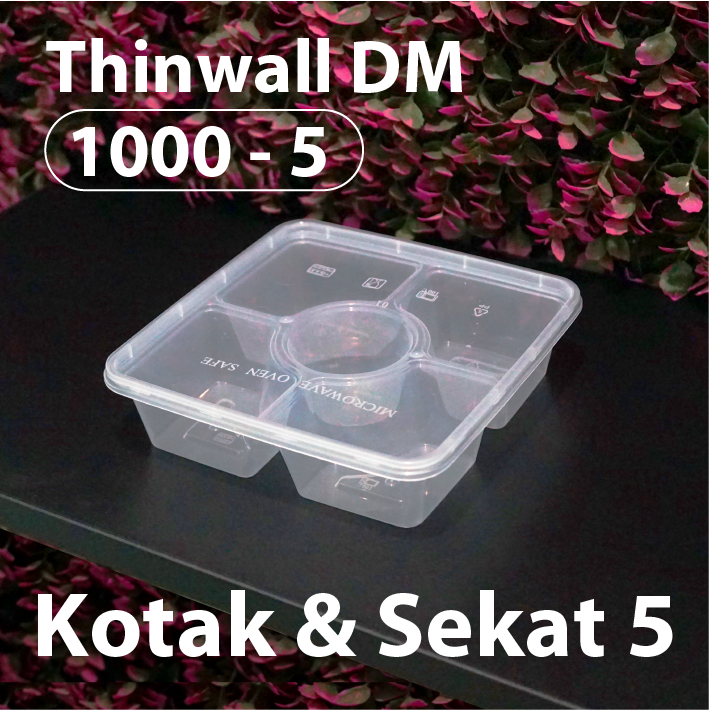 Thinwall DM Square 1000 ml Sekat 5 - Wadah Kotak Makanan Partisi ...