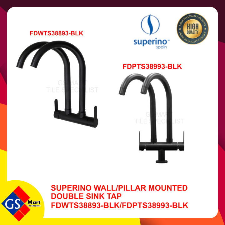 SUPERINO Walll/ Pillar Double Sink Cold Tap/ Dapur Sink Tap Kembar ...