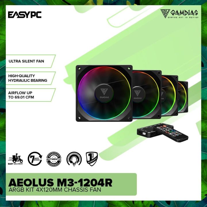 EasyPC Gamdias AEOLUS M3-1204R/M3-120 ARGB cpu fan Kit 4x120mm and ...