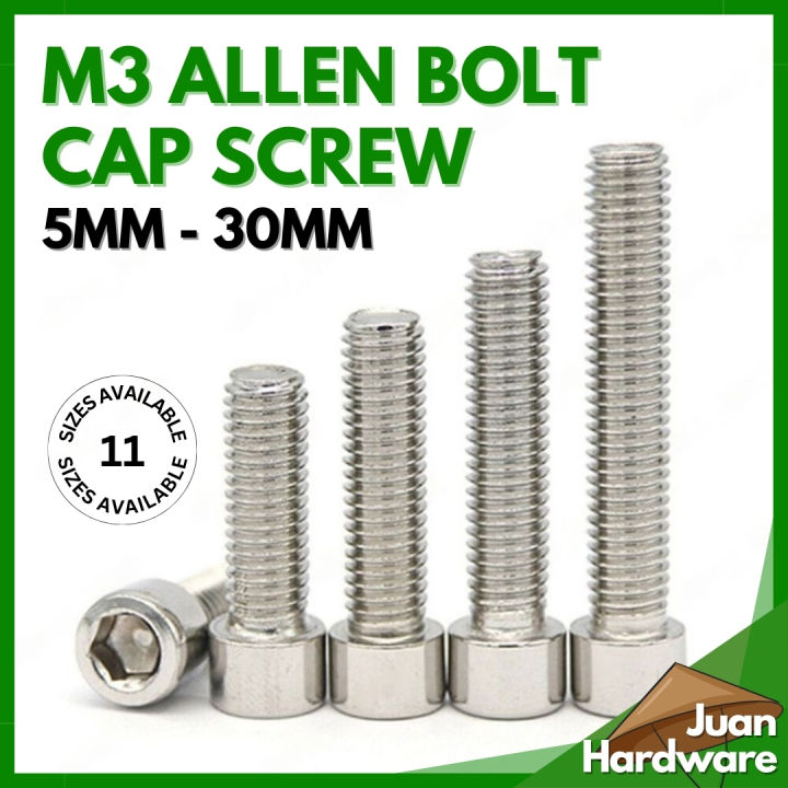 M3 Allen Bolt Stainless Steel 3mm Socket Cap Screw / Bolts (SOLD PER 5/ ...