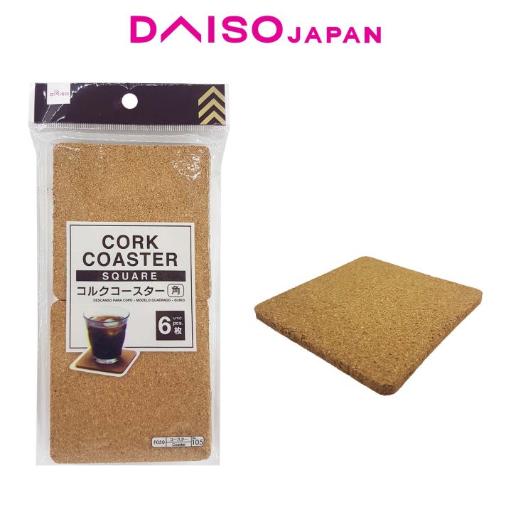Daiso Square Cork Coaster (6 pieces) | Lazada PH