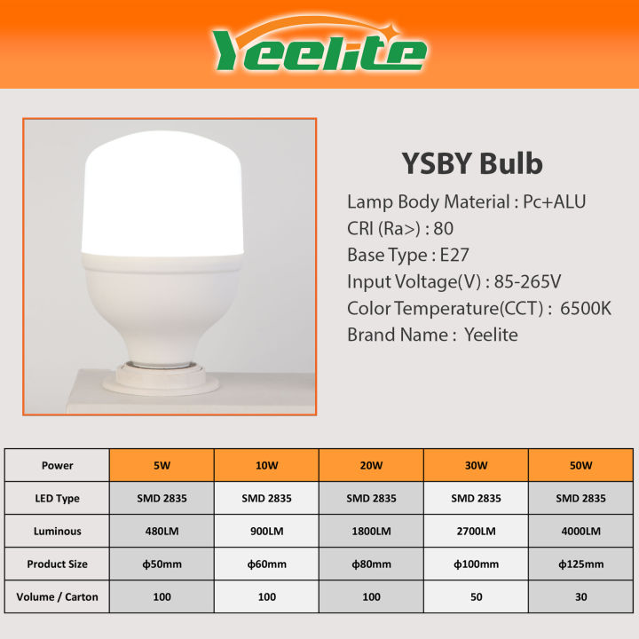 Yeelite YBFT GFS Bulb LED Bulb Energy Savings E27 Light 5w 10w 20w 30w ...